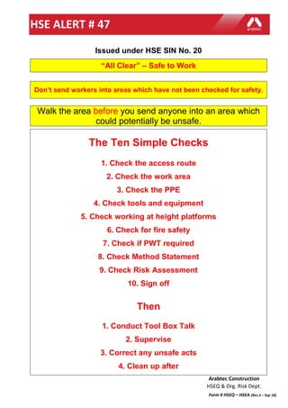 Hse alert 47 all clear safe to work -11.12.18