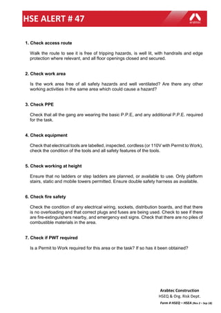 Hse alert 47 all clear safe to work -11.12.18
