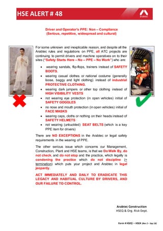 Hse alert 48 driver and operator's ppe-non-compliance | PDF