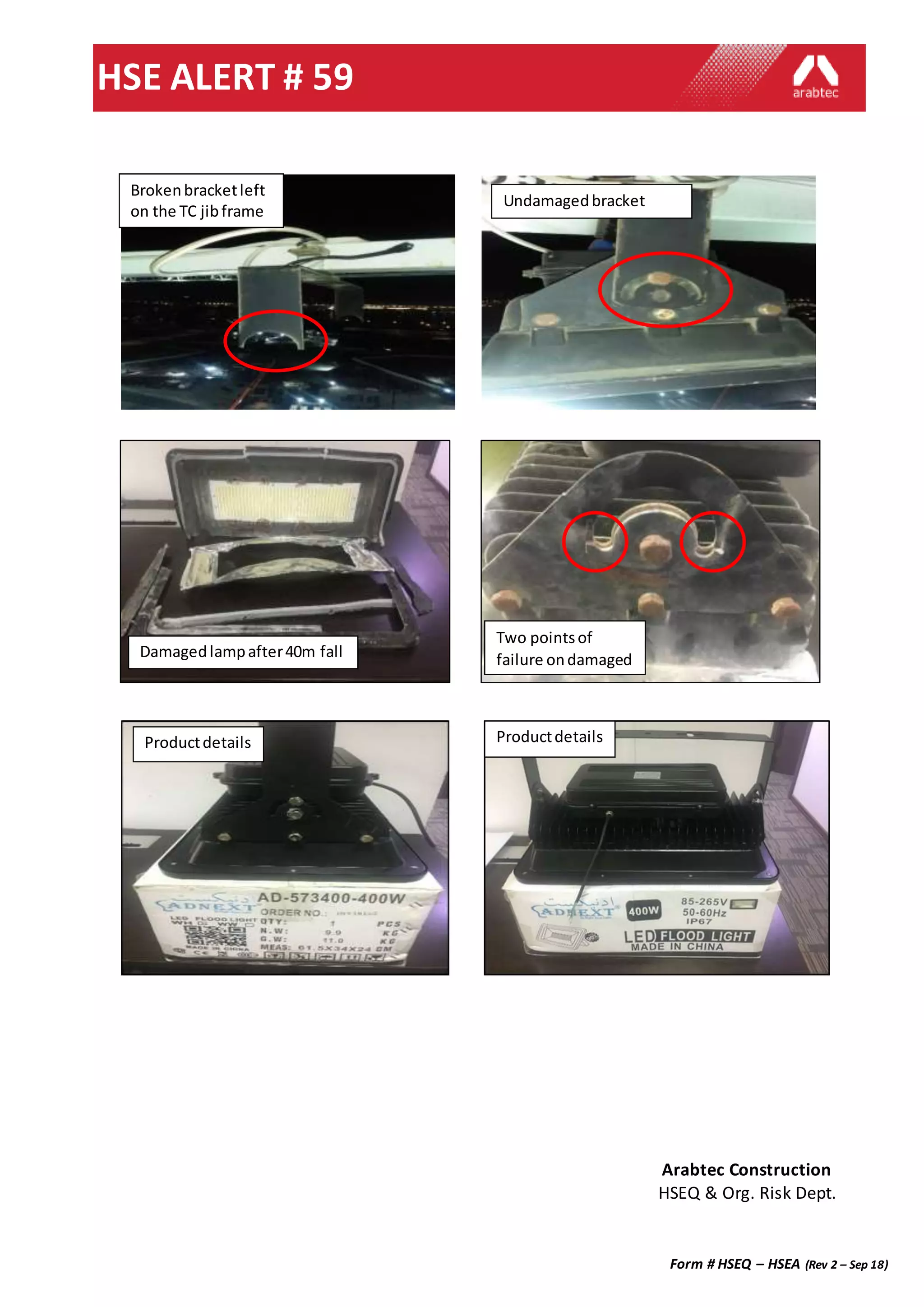Hse alert 59 serious dangerous occurrence material failure | DOCX