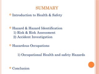 HSE Awareness Session health and safety management | PPTX