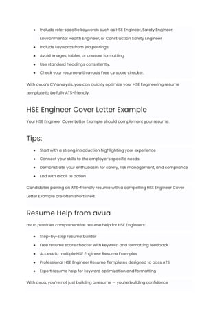 HSE Engineer Resume Examples & Writing Guide for 2025 | PDF