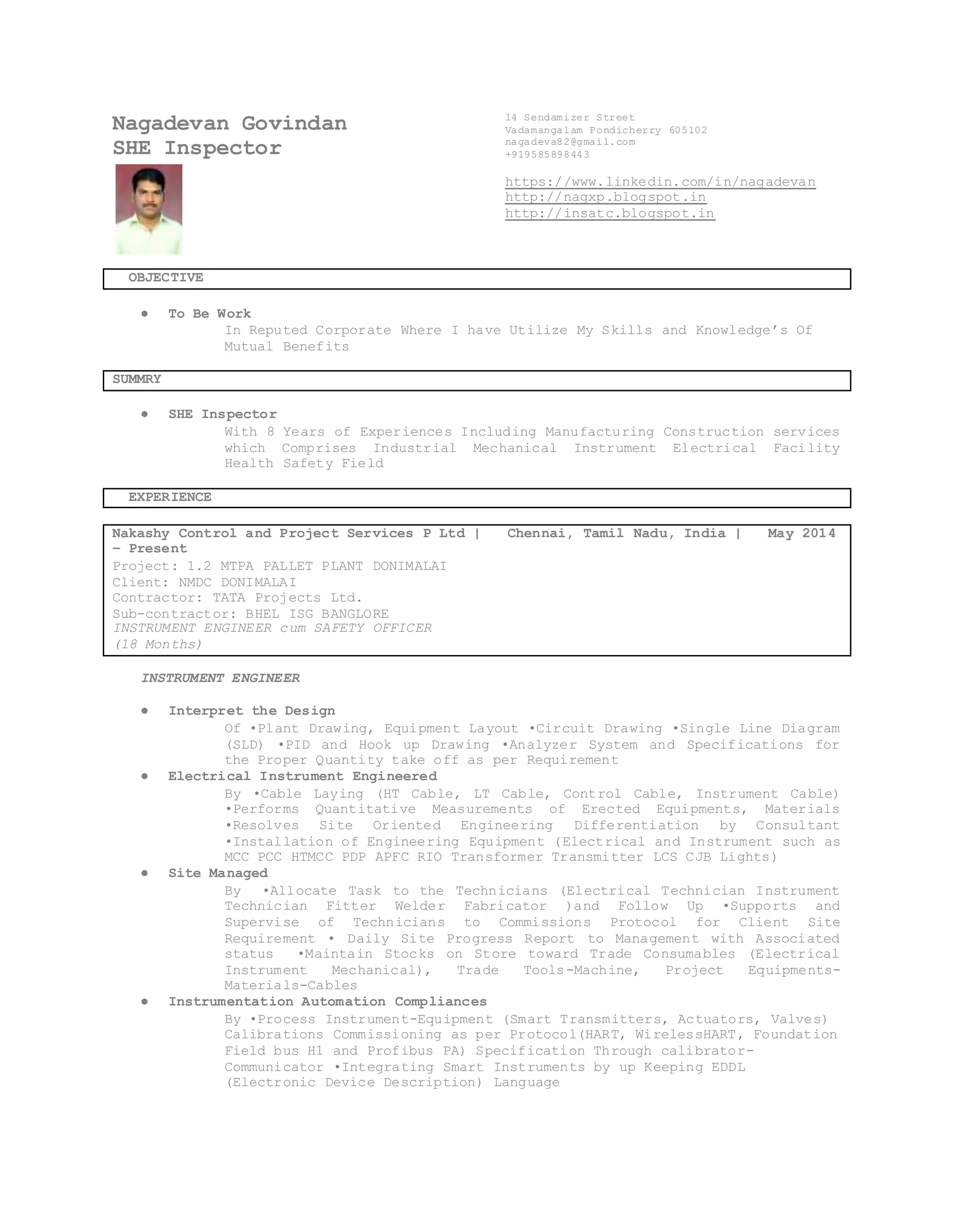 Hse inspector resume | DOCX | Civil Engineering Industry | Industries