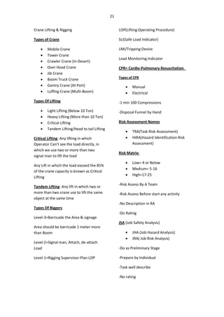 HSE interview for the Health and Safety Engineer for | PDF