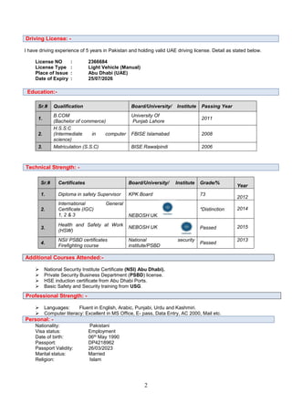 Hse OFFICER CV izhar. | PDF