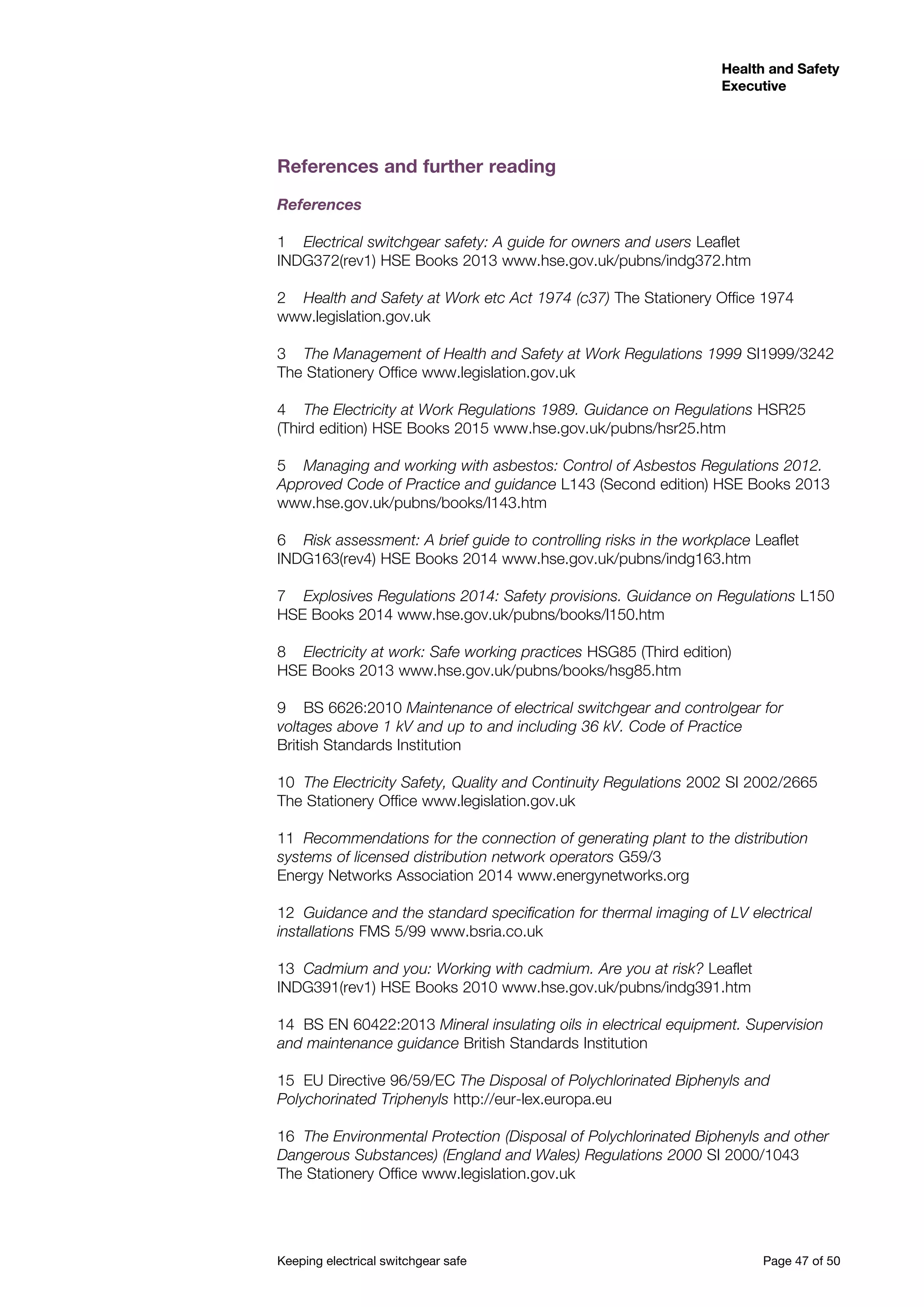 HSE Keeping Electrical Switchgear Safe At Work | PDF