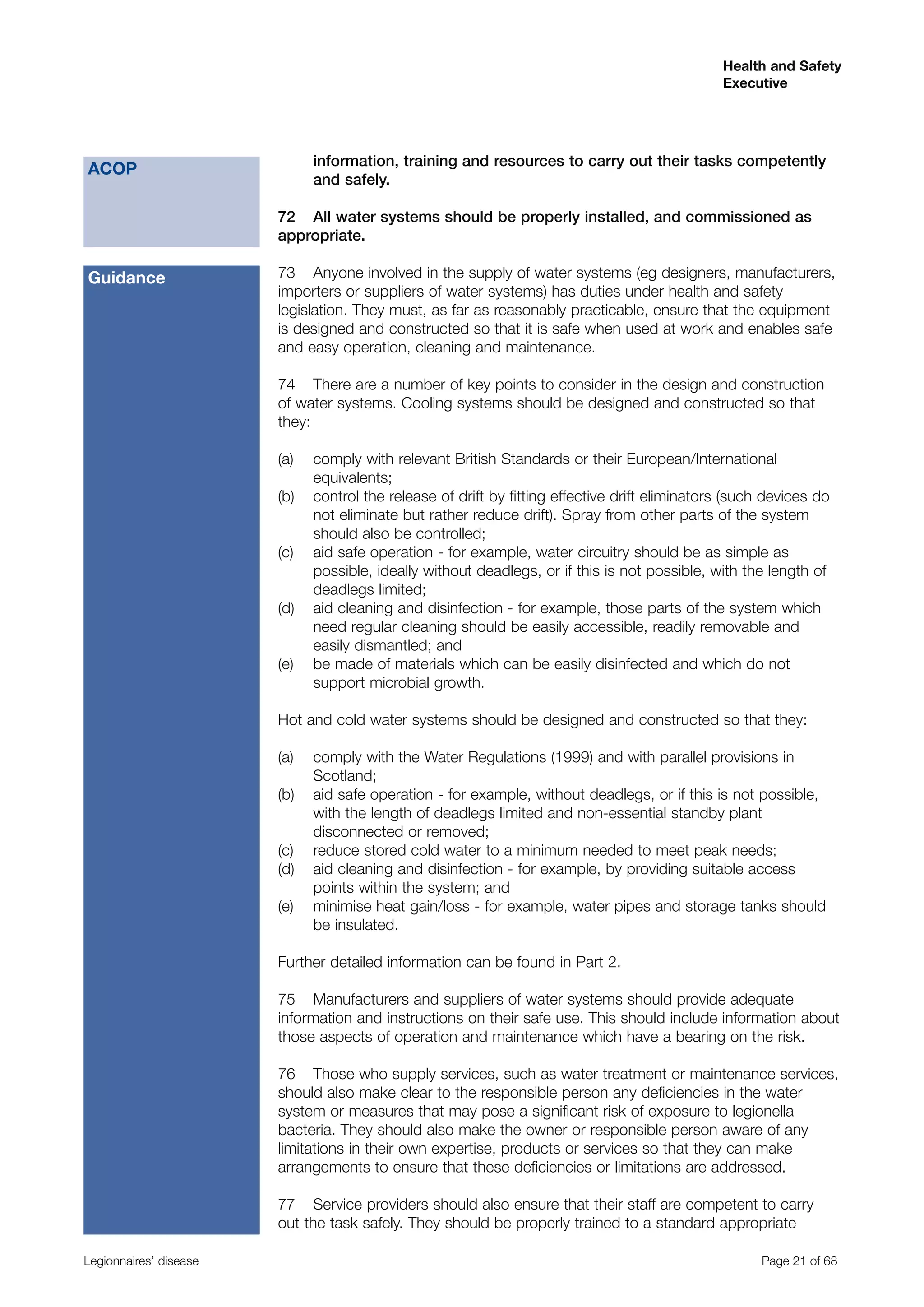 HSE Legionnaires Disease (Control of Legionella Bacteria In Water ...