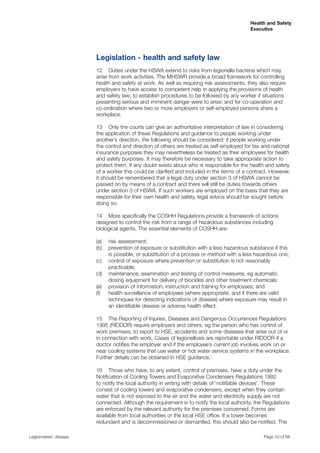 HSE Legionnaires Disease (Control of Legionella Bacteria In Water ...