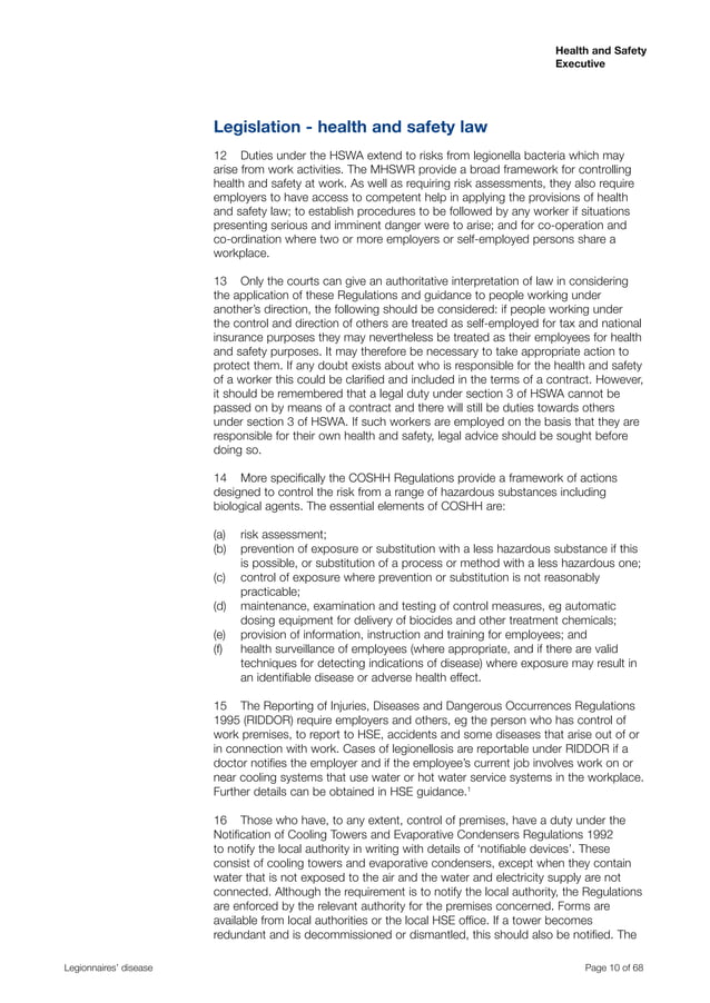 HSE Legionnaires Disease (Control of Legionella Bacteria In Water ...