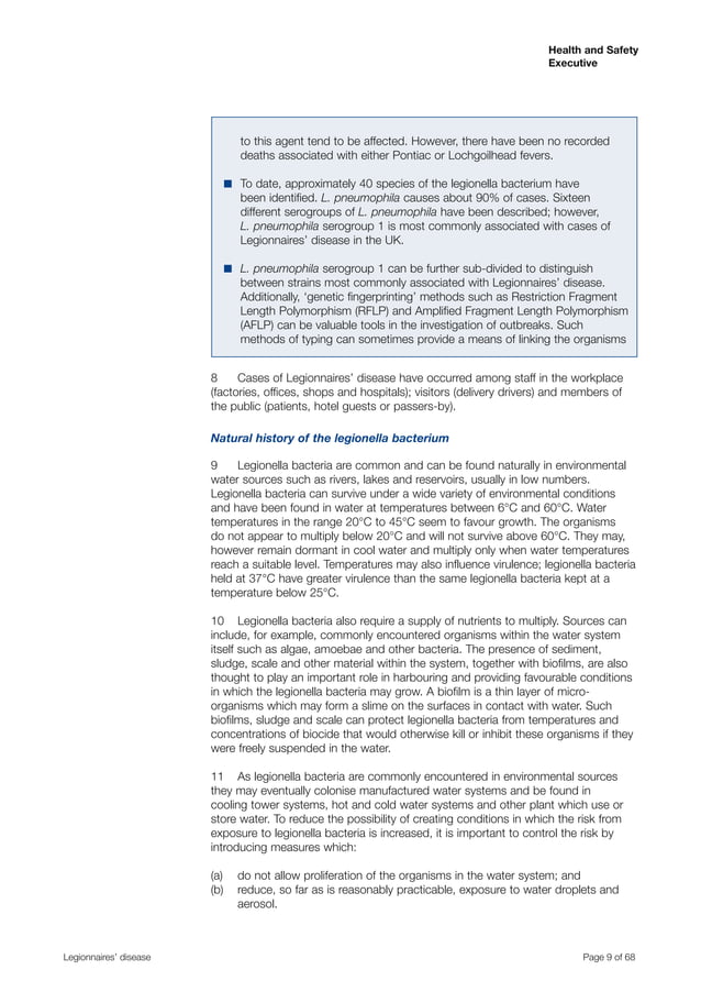 HSE Legionnaires Disease (Control of Legionella Bacteria In Water ...