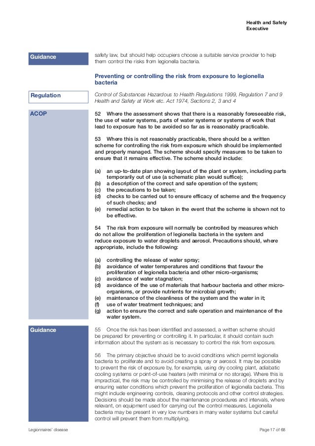 HSE Legionnaires Disease (Control of Legionella Bacteria In Water Sys…