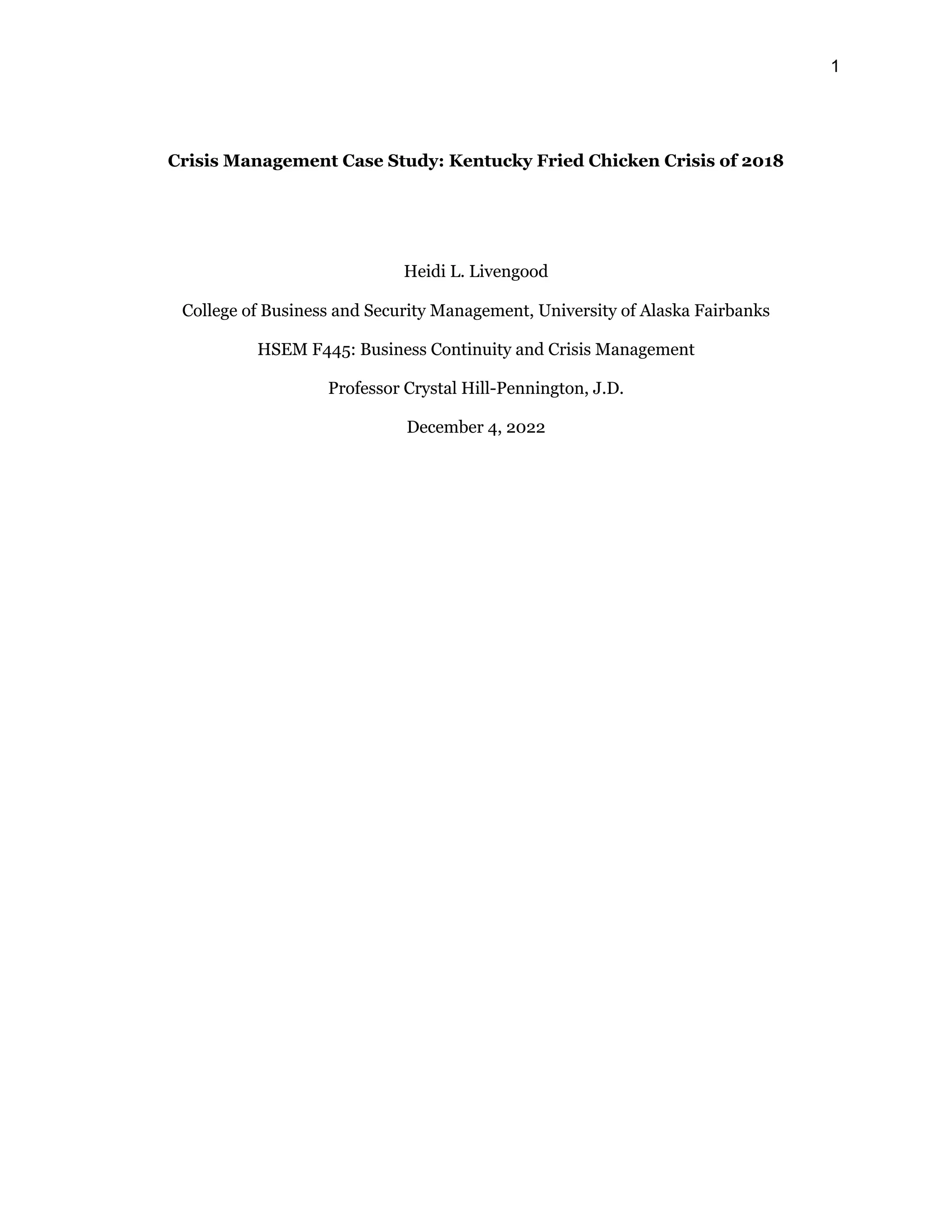 Crisis Management Case Study: Kentucky Fried Chicken Crisis of 2018 | PDF