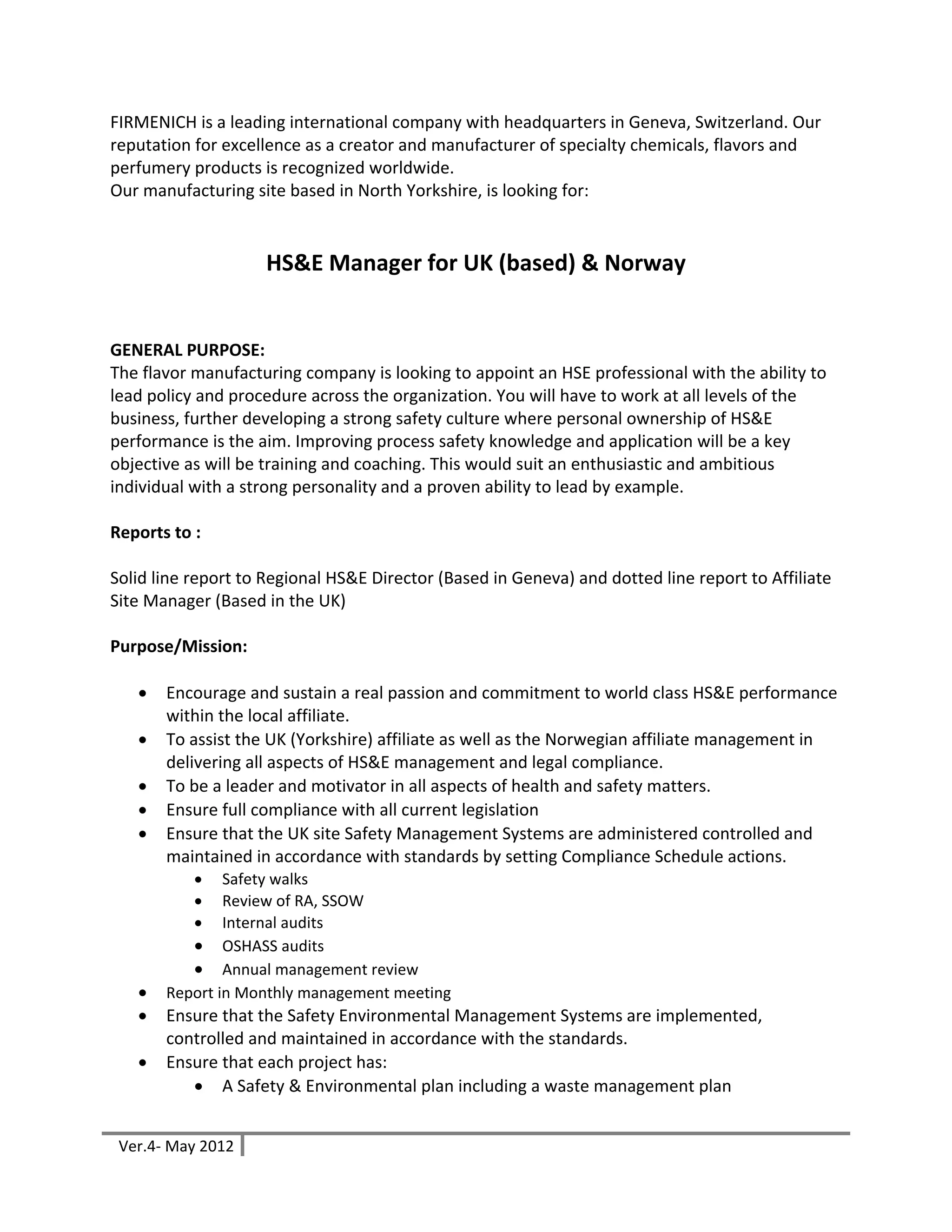 Hse Manager Uk V4 | PDF