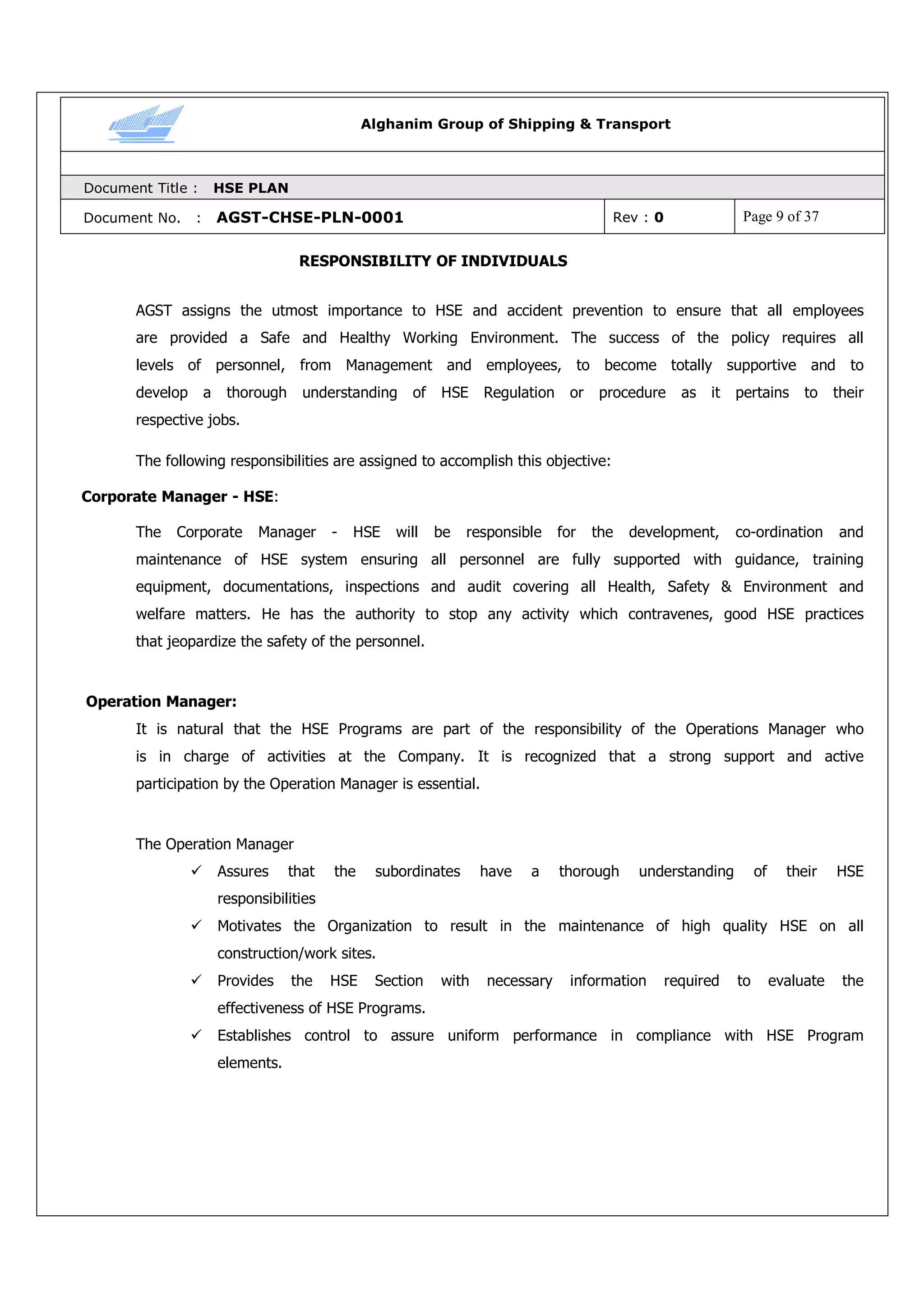 Hse plan | PDF