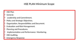 HSE PLAN ASLI RENCANA KERJA HSE QHSE1234 | PPTX