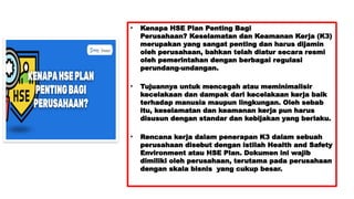 HSE PLAN ASLI RENCANA KERJA HSE QHSE1234 | PPTX