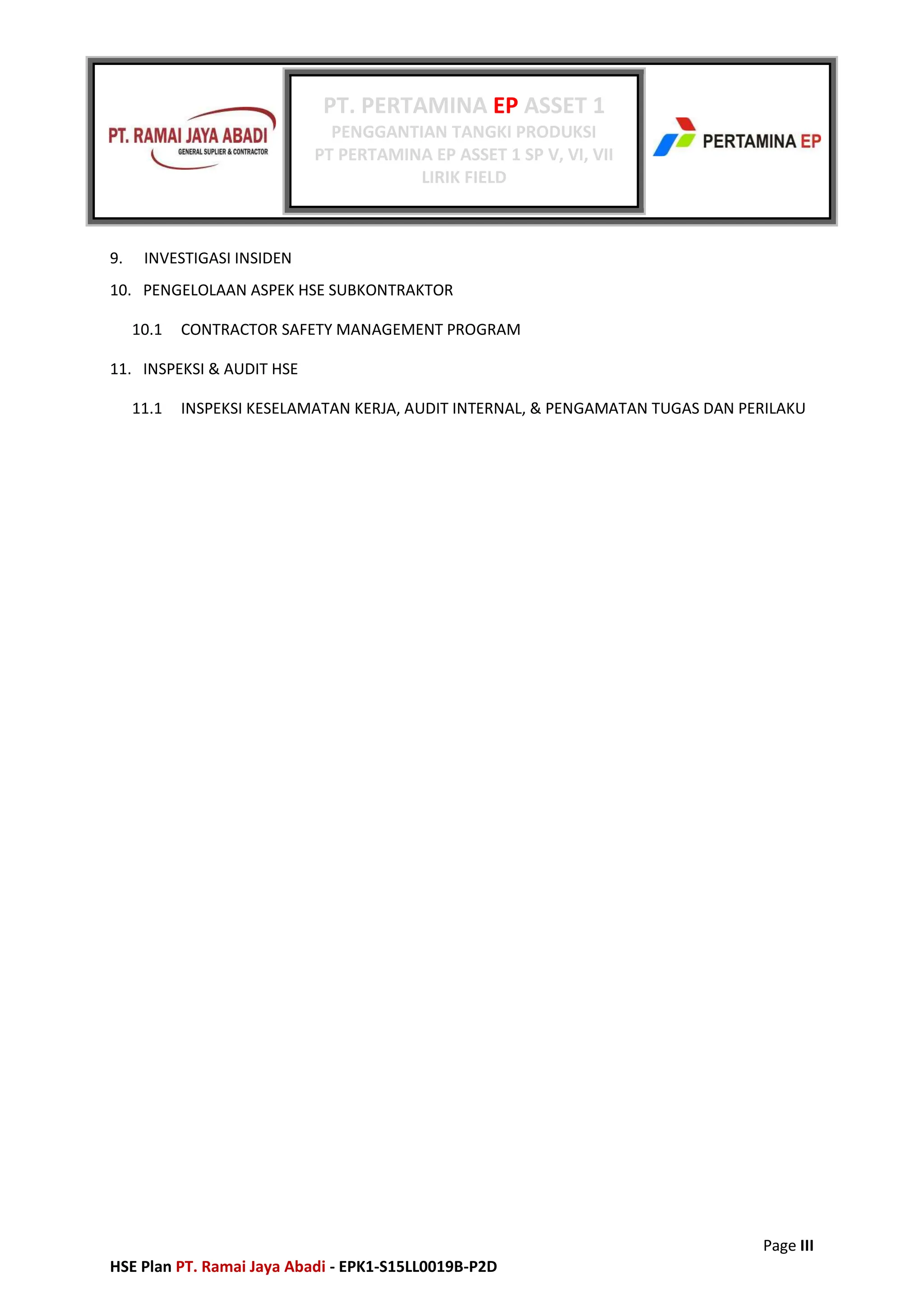 HSE Plan Pertamina/CSMS Pertamina untuk bekerja di ketinggian | PDF