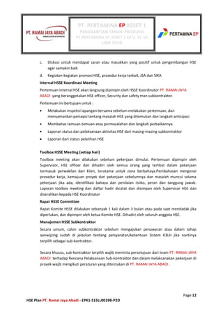 HSE Plan Pertamina/CSMS Pertamina untuk bekerja di ketinggian | PDF