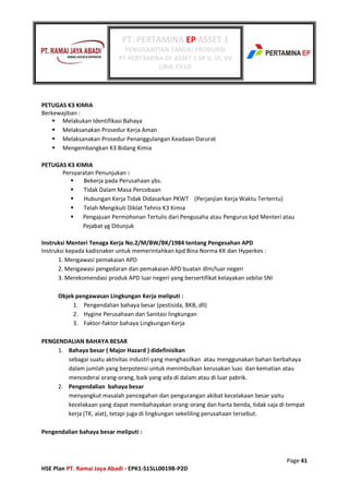 HSE Plan Pertamina/CSMS Pertamina untuk bekerja di ketinggian | PDF