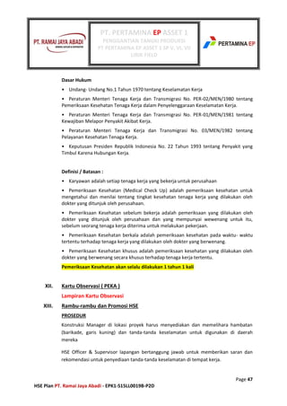 HSE Plan Pertamina/CSMS Pertamina untuk bekerja di ketinggian | PDF