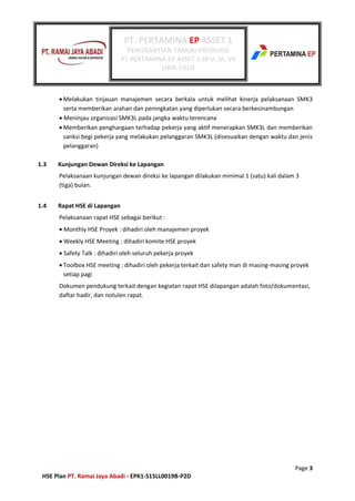 HSE Plan Pertamina/CSMS Pertamina untuk bekerja di ketinggian | PDF