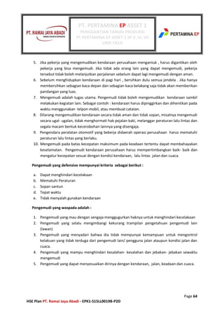 HSE Plan Pertamina/CSMS Pertamina untuk bekerja di ketinggian | PDF