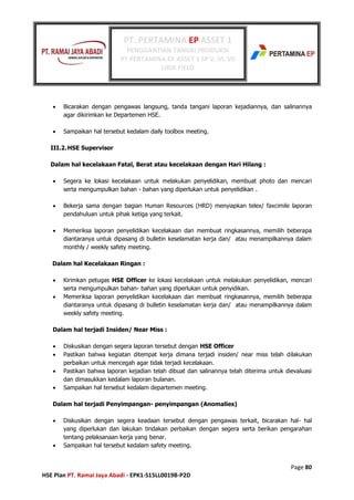 HSE Plan Pertamina/CSMS Pertamina untuk bekerja di ketinggian | PDF