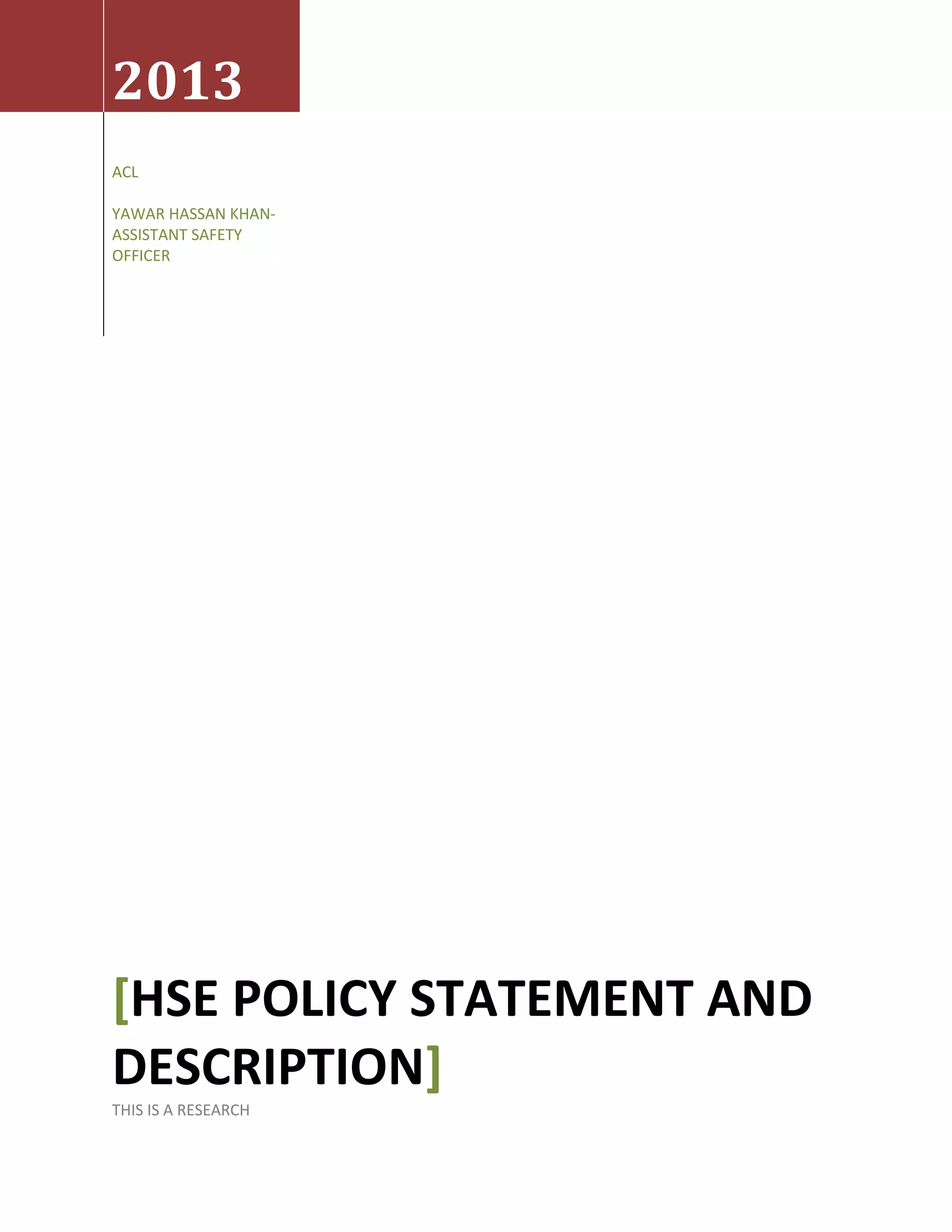 Hse polciy statement and description | PDF