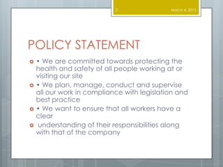 Hse policy statement and description | PPTX