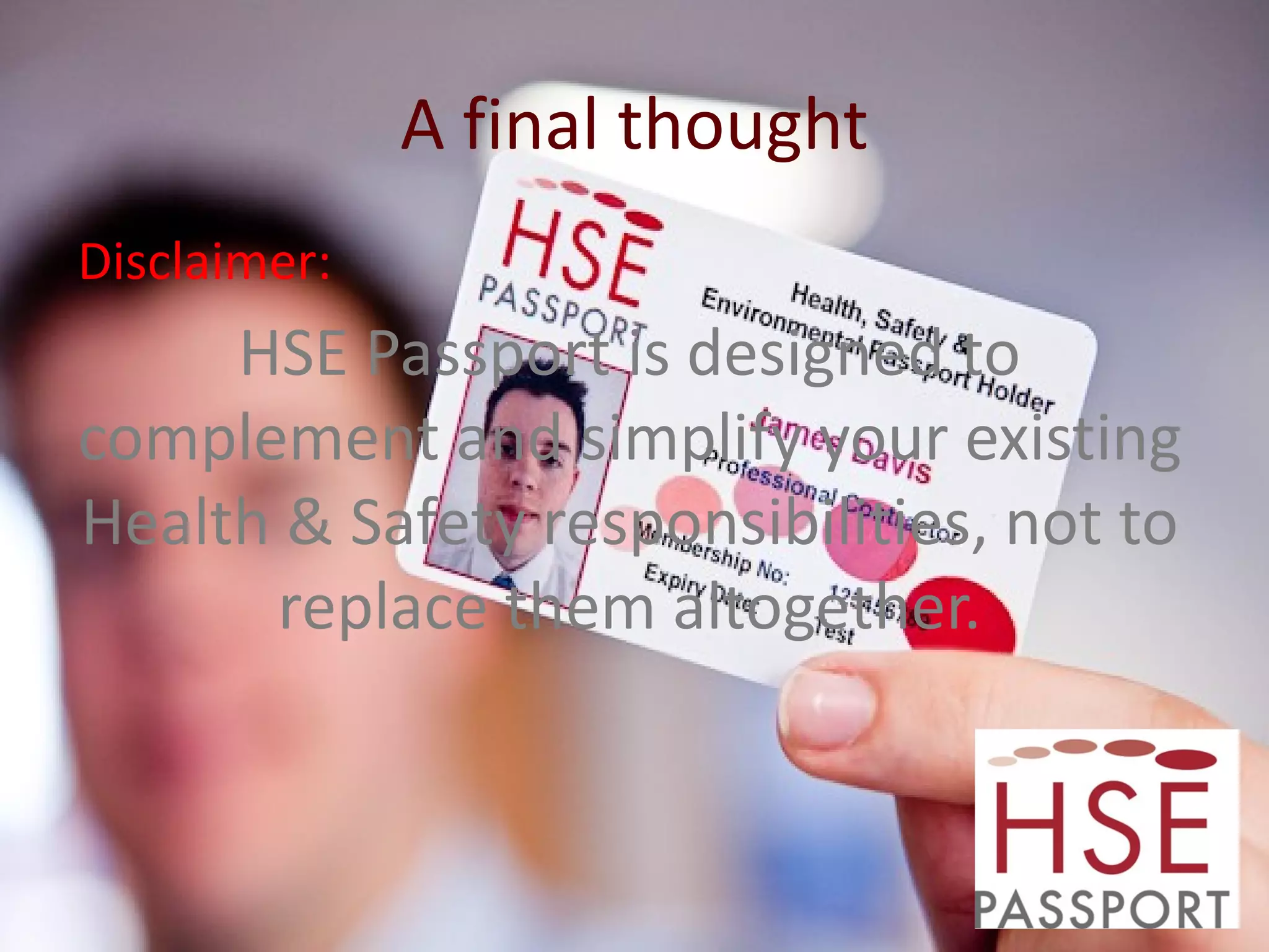 Hse presentation health safety_passport scheme_november 2011 | PPT