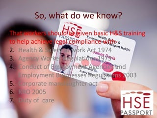 Hse presentation health safety_passport scheme_november 2011 | PPT