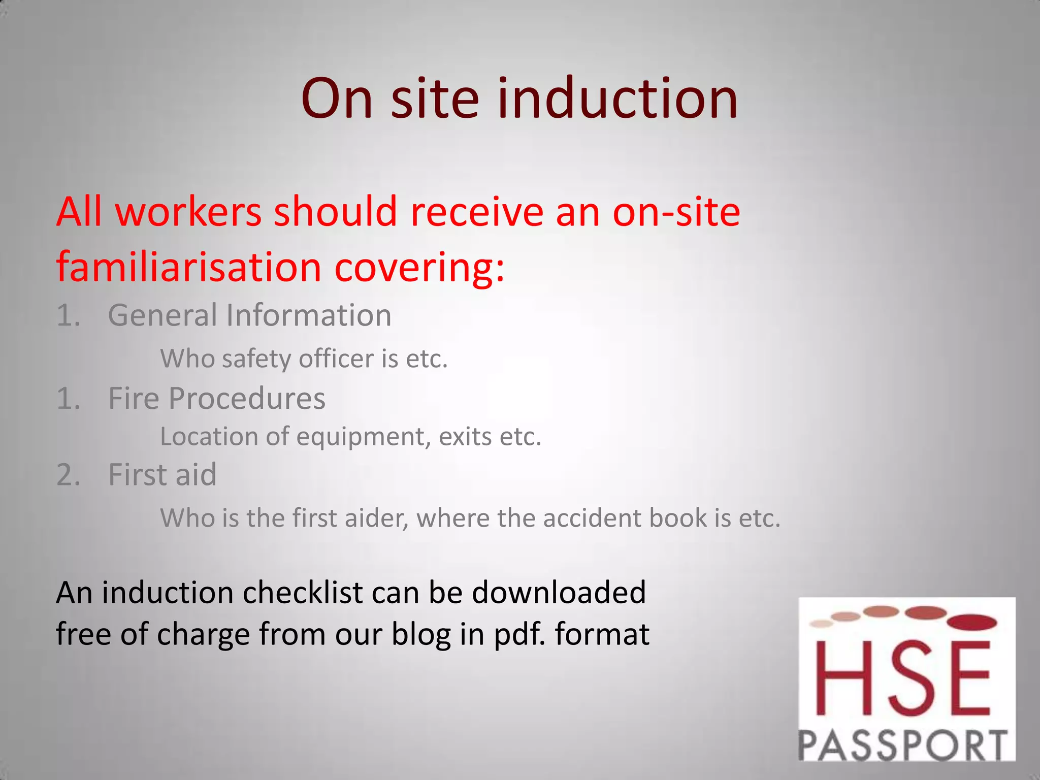 Hse presentation health safety_passport scheme_november 2011_1 | PPTX