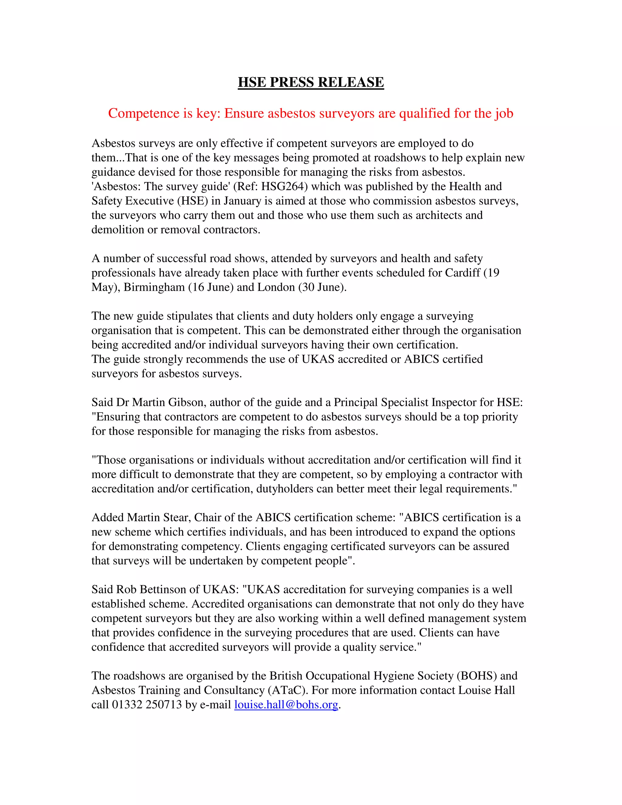 HSE Press Release - Asbestos | PDF