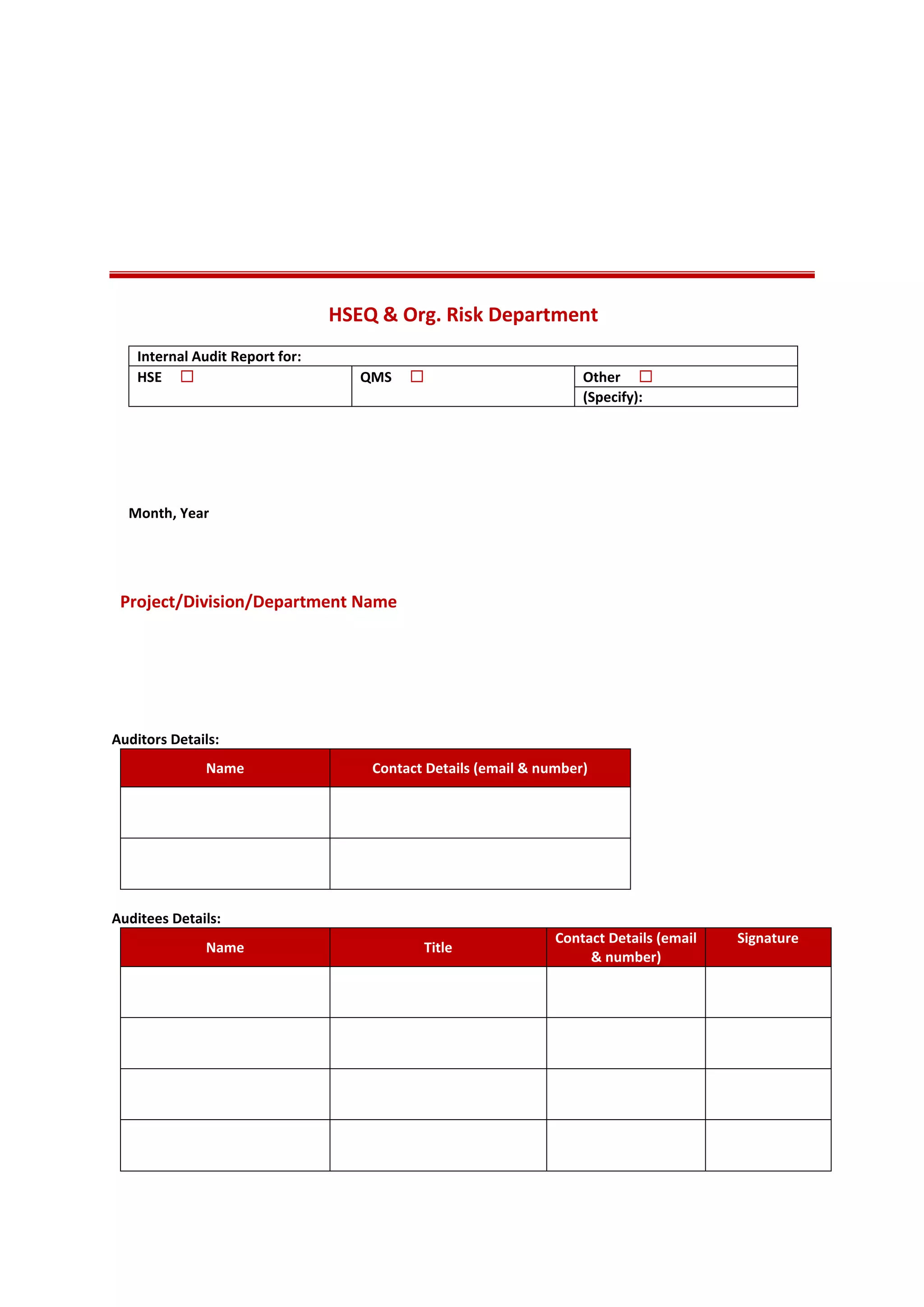 HSEQ AUDIT REPORT Form # HSEQ - HSEQAR Rev 2 -.docx