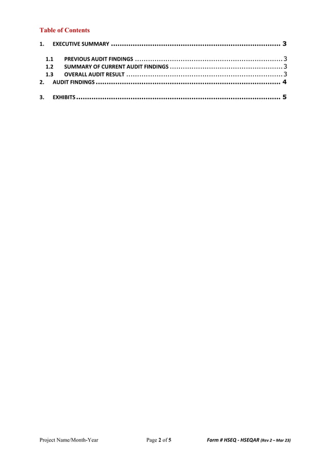 HSEQ AUDIT REPORT Form # HSEQ - HSEQAR Rev 2 -.docx