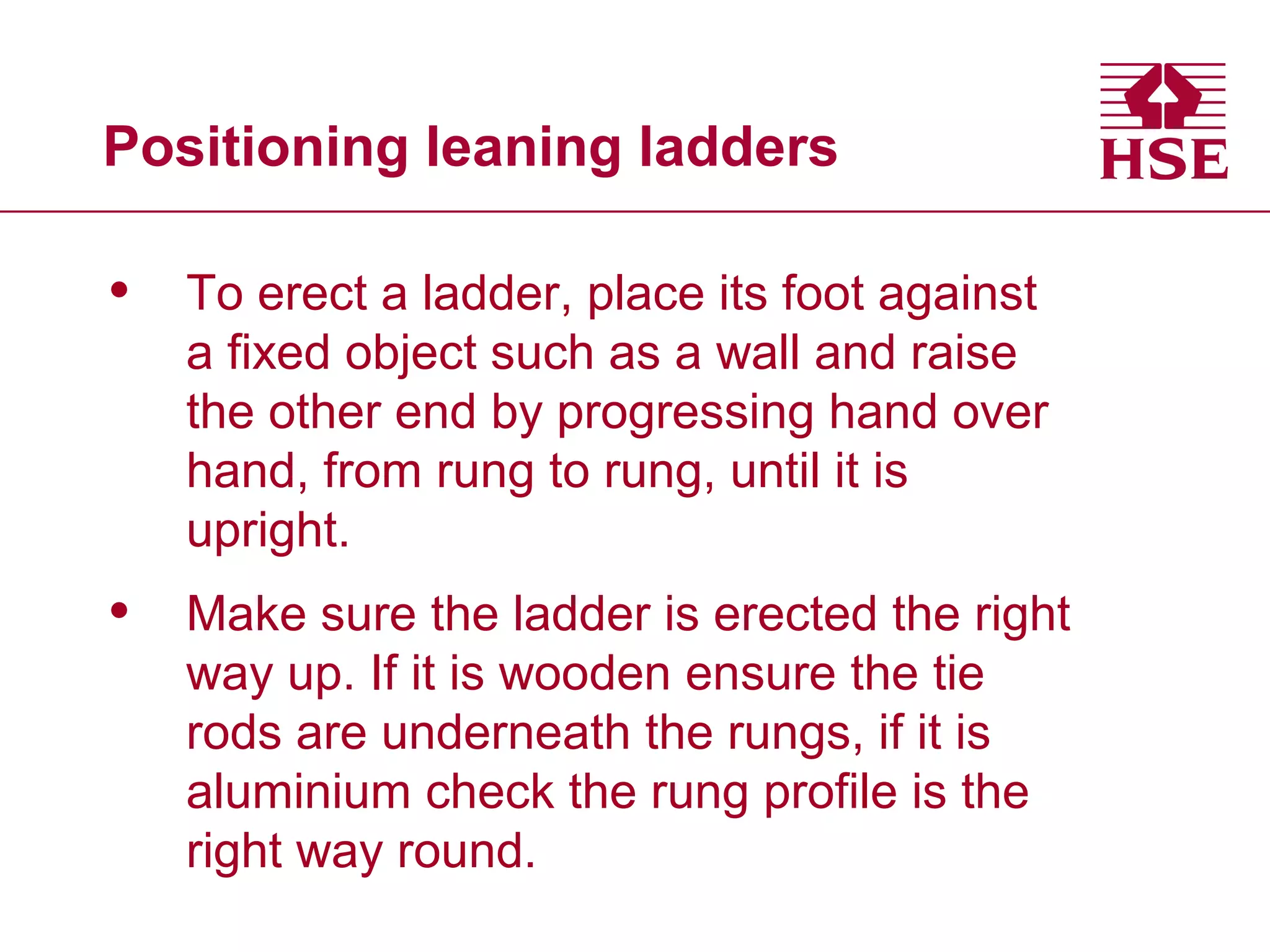 A toolbox talk on leaning ladder and stepladder safety | PPT