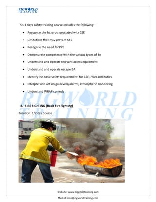 HSE Training Course - RigWorld Training Center | PDF