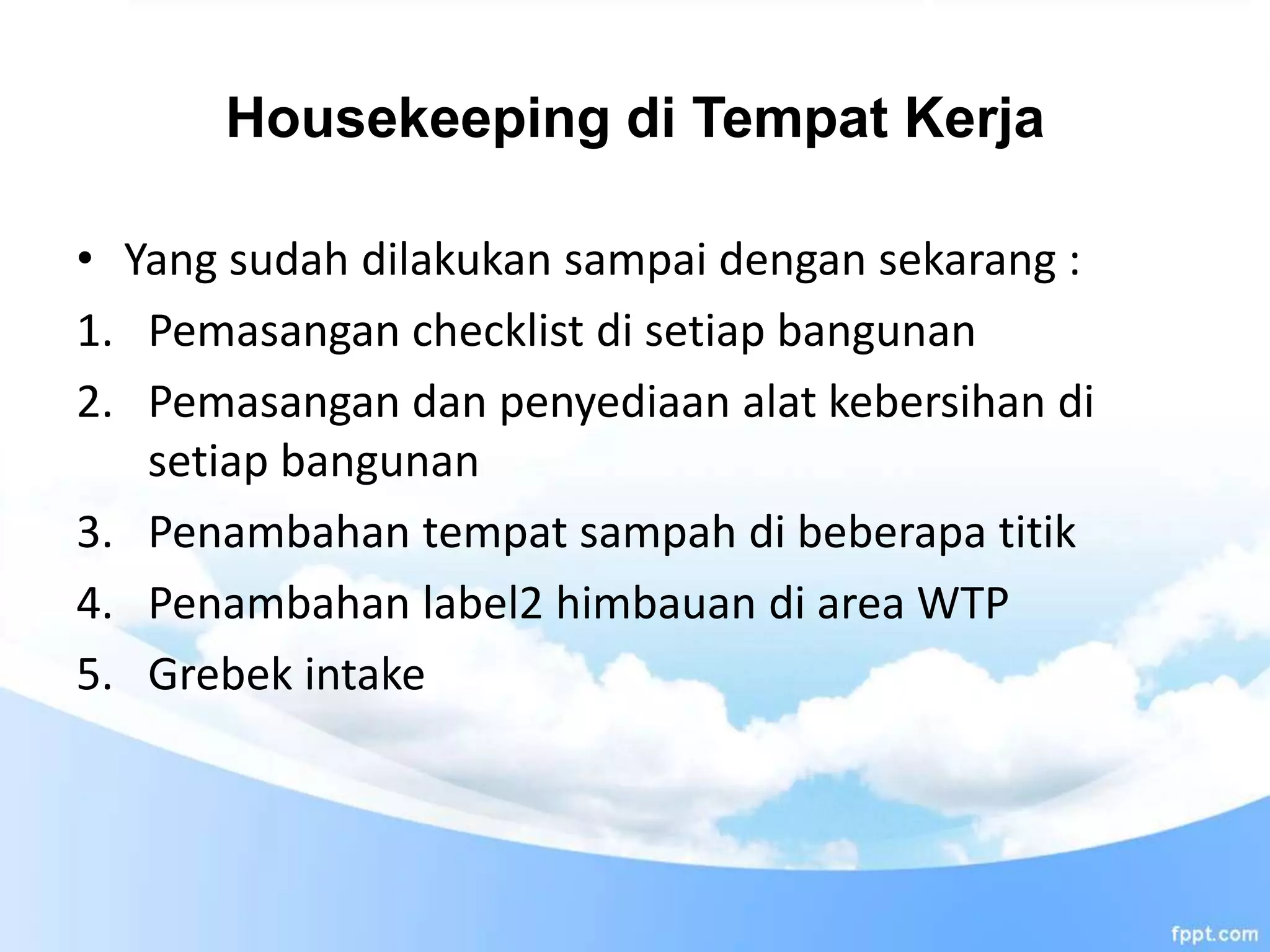 HSE Training Housekeeping (23 des 2016) | PPTX