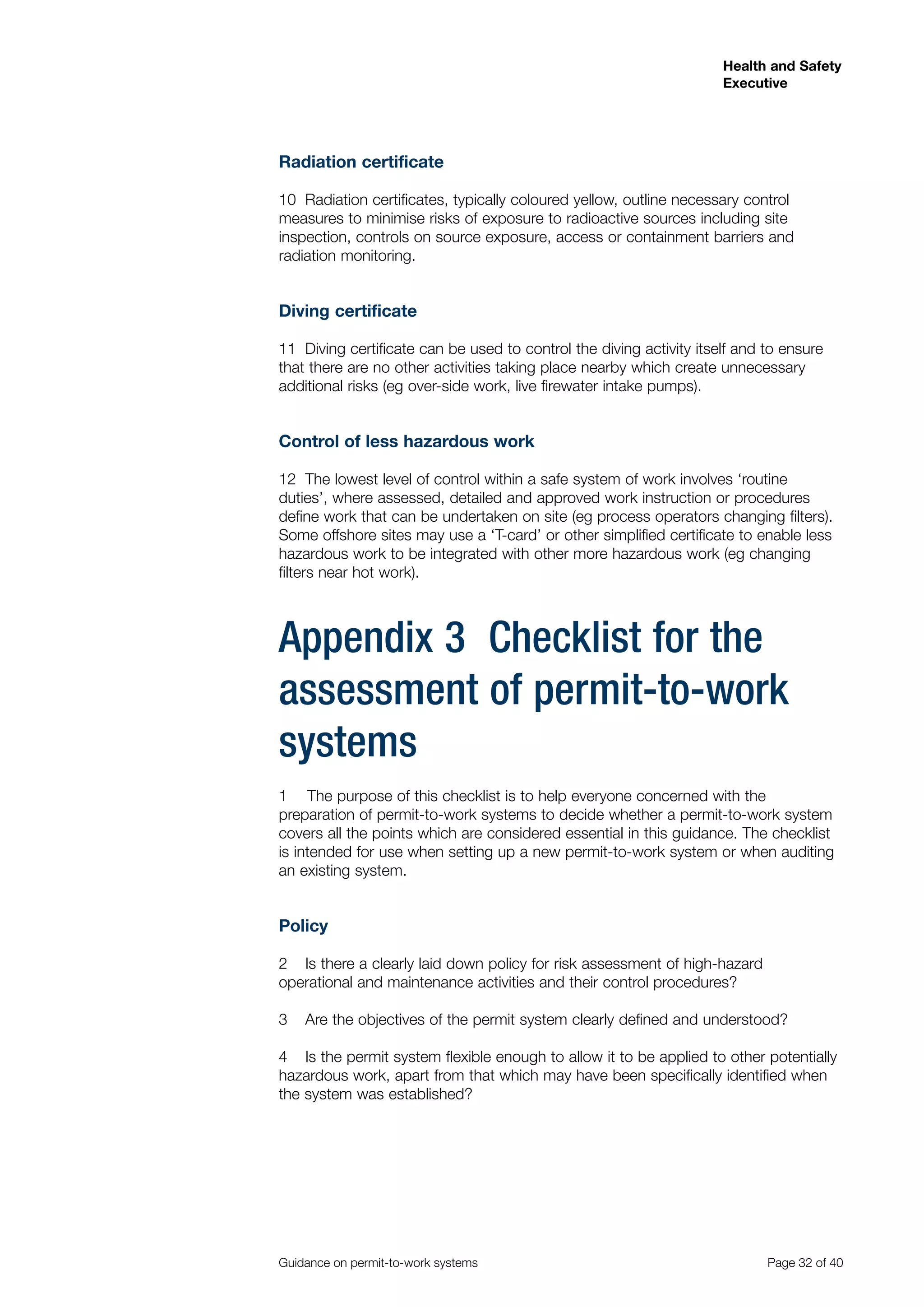 Hsg250 guidance on_permit_to_work_systems | PDF