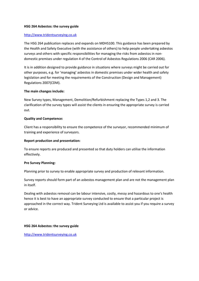HSG 264, Asbestos: the survey guide | PDF