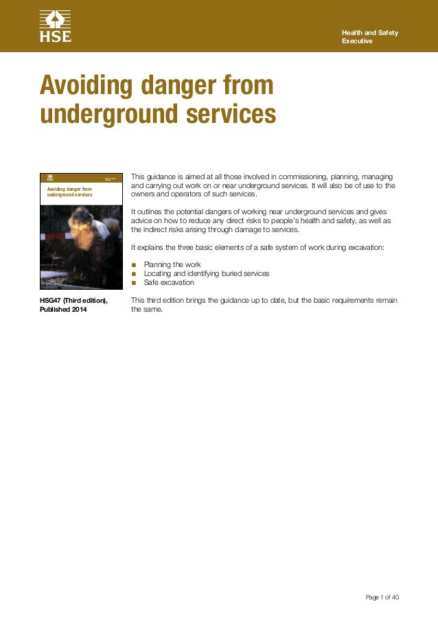 HSG47 Avoiding Danger From Underground Services (HSE 3rd Edition 2014)