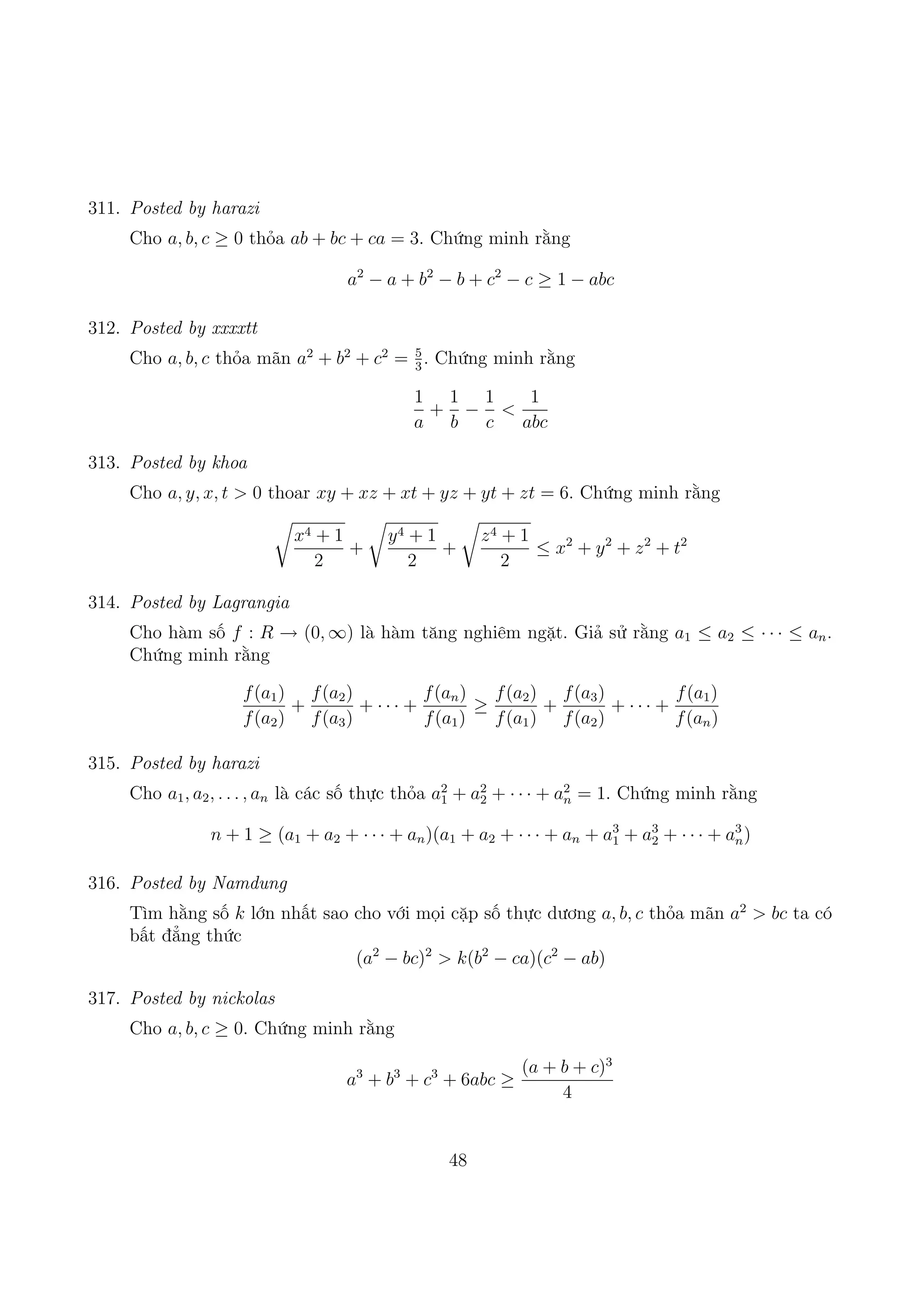 [Hsgs.edu.vn] tuyen tap 300 bai bat dang thuc suu tam tu cac dien dan toan hoc | PDF