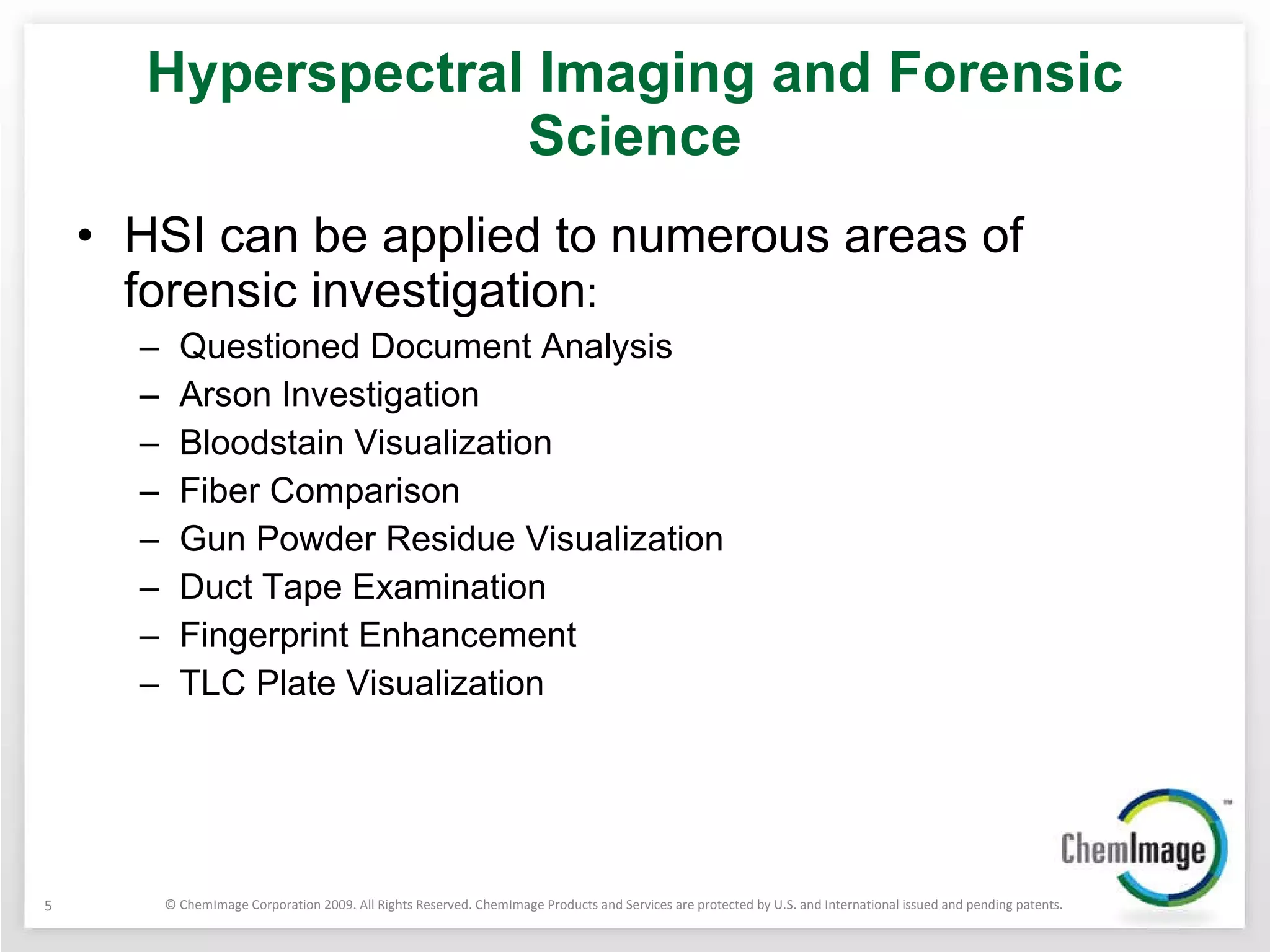 Hyperspectral imaging for forensic examination | PPT
