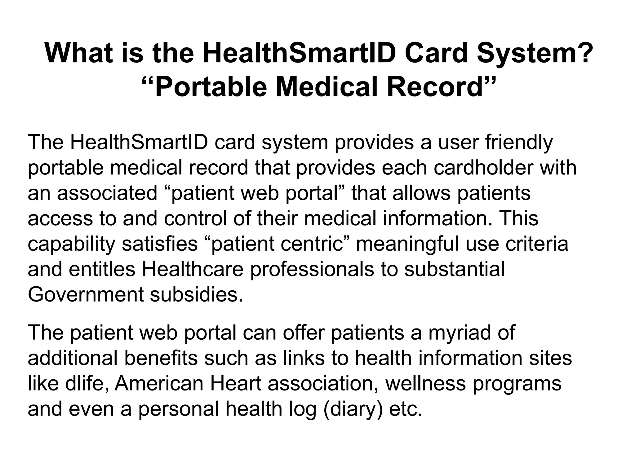 CSS - HealthSmartID Client Presentation | PPT