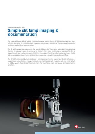 Haag-Streit Imaging Modules IM910 & IM600 | PDF