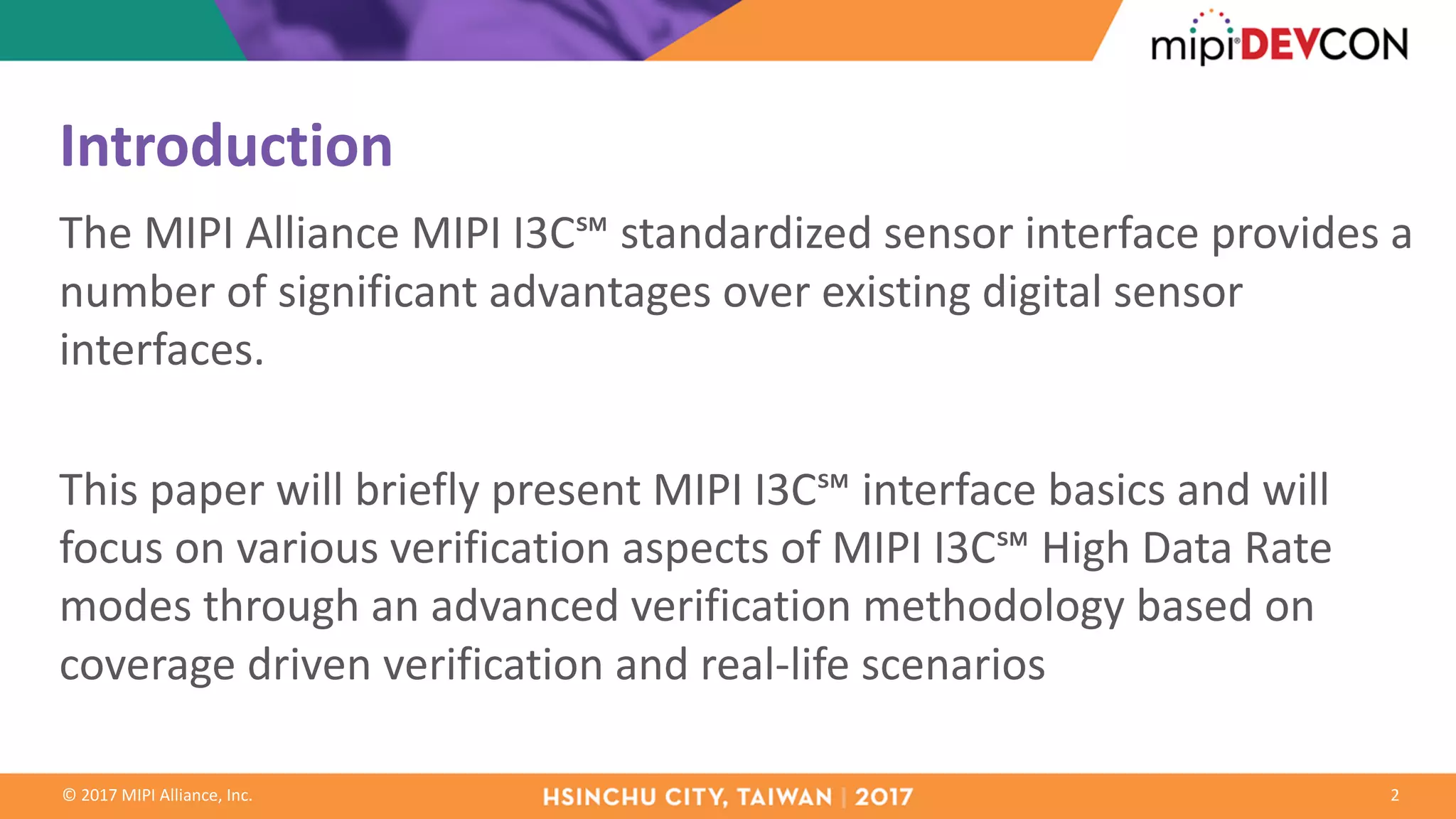 MPI DevCon Hsinchu City 2017: MIPI I3C High Data Rate Modes: How to ...