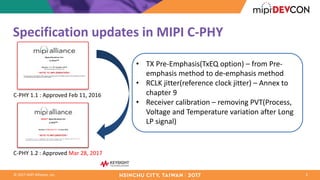 MPI DevCon Hsinchu City 2017: Next generation MIPI Physical Layer ...