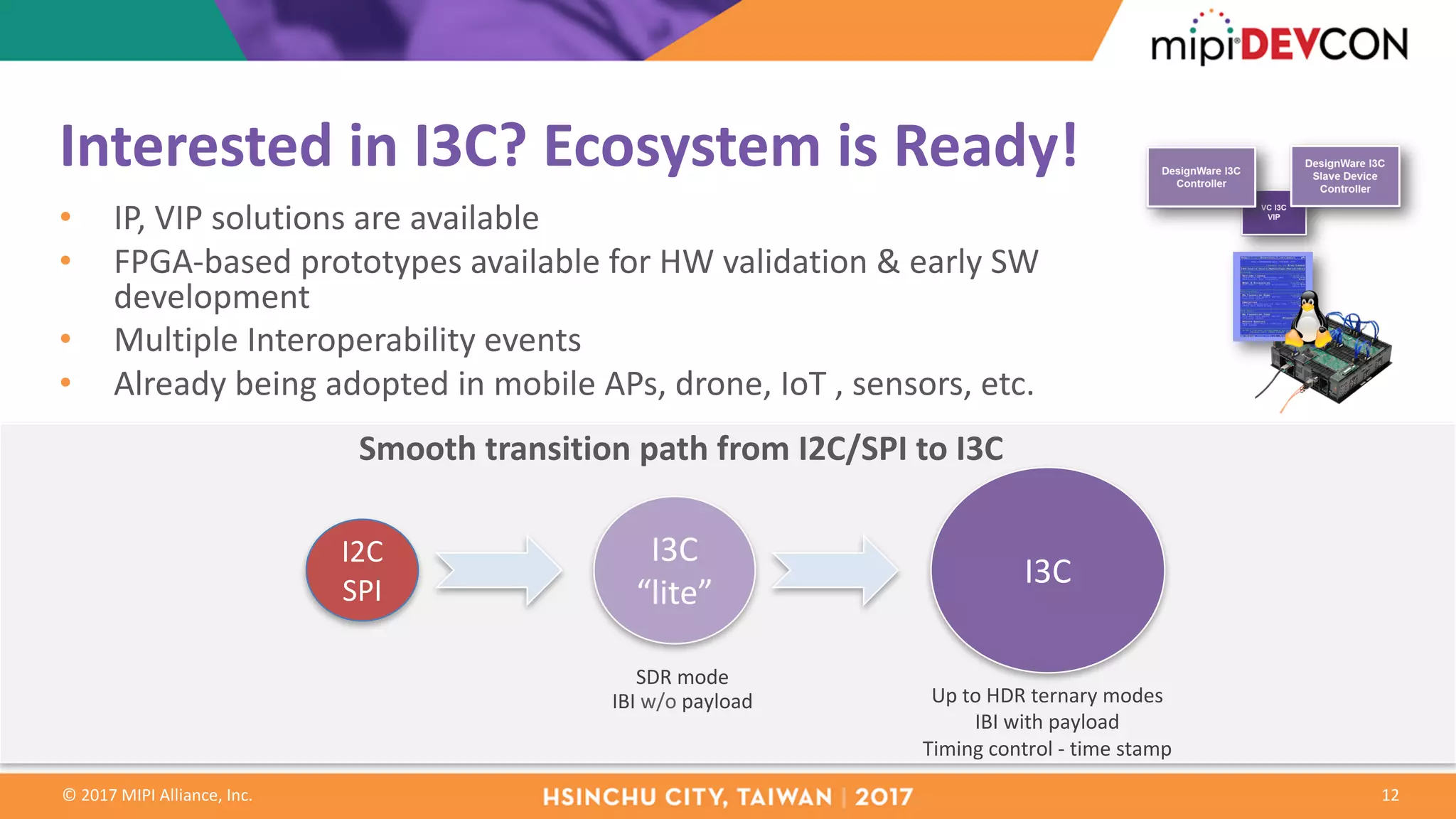 MPI DevCon Hsinchu City 2017: Building Intelligent, High-Speed Sensor Connectivity with MIPI I3C ...