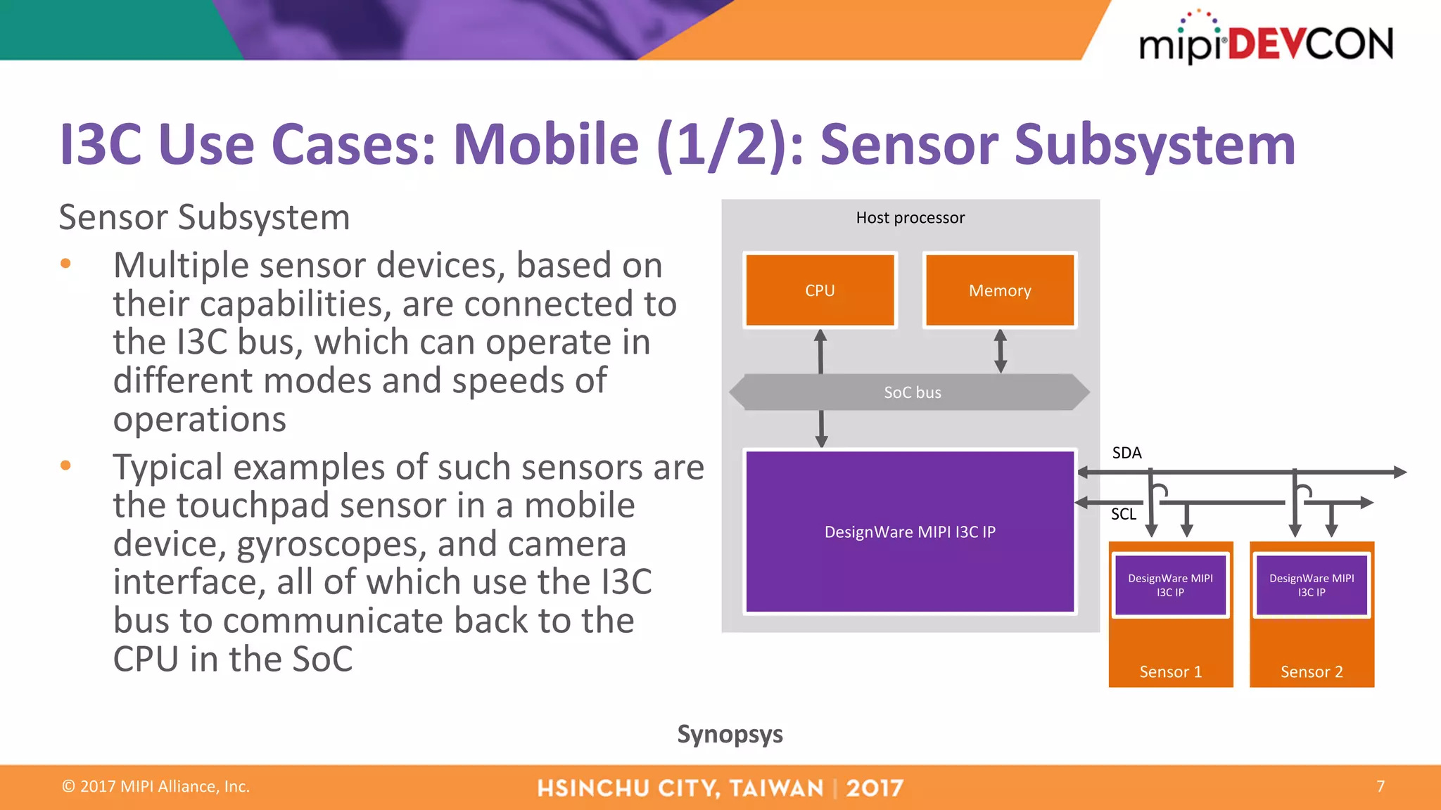 MPI DevCon Hsinchu City 2017: Building Intelligent, High-Speed Sensor Connectivity with MIPI I3C ...