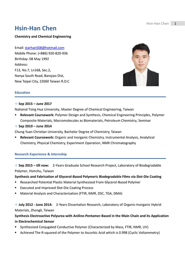 HsinHan Chen CV linkedin | PDF